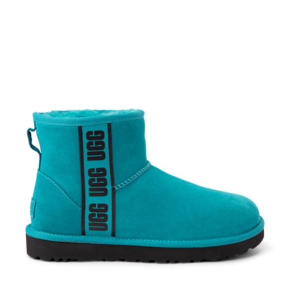 UGG | Shoes | Ugg Classic Mini Side Logo Aquatic Blue Shearling Lined ...